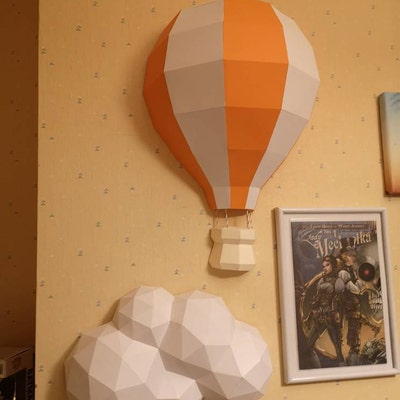 Hot Air Balloon Papercraft 3D DIY Low Poly Paper Crafts Origami Wall ...