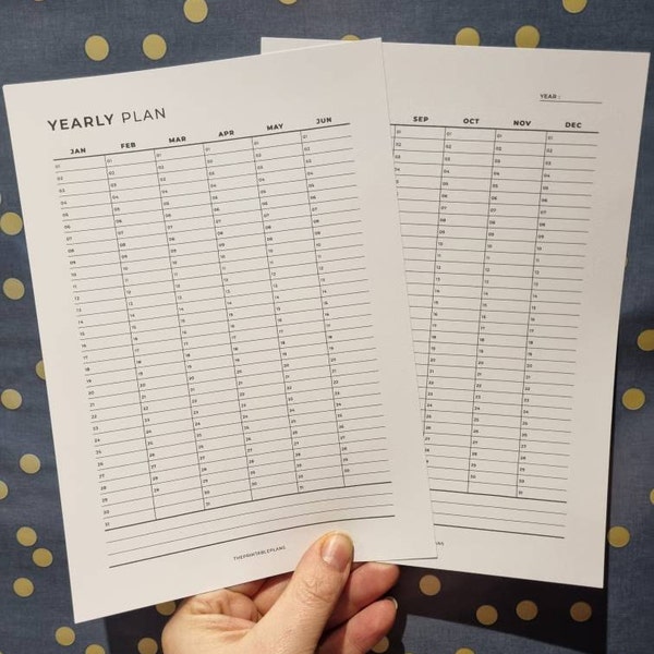 Yearly Planner Printable, Annual Planner, Yearly Overview, Year at a ...