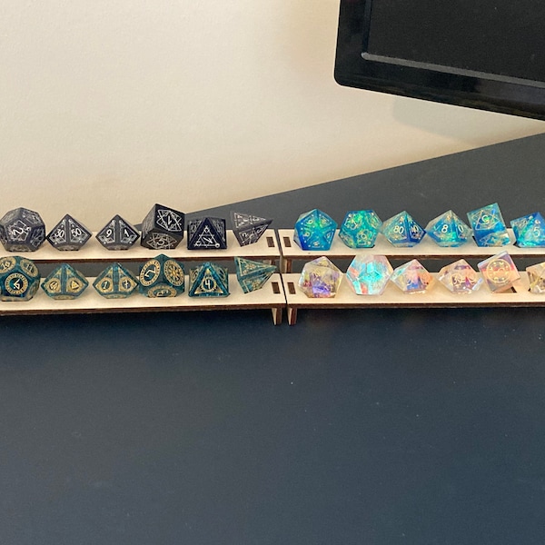 Dice Display Rack | 7 Polyhedral Dice Sets | Wooden | Laser Cut | PVA ...