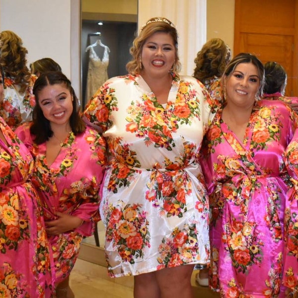 CLEARANCE Silk Bridesmaid Robes Bridesmaid Gifts Floral Robes Getting ...
