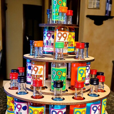 3 Tier Shot Cake, 21st Birthday Gift, Mini Liquor Bottle Stand, Funny ...