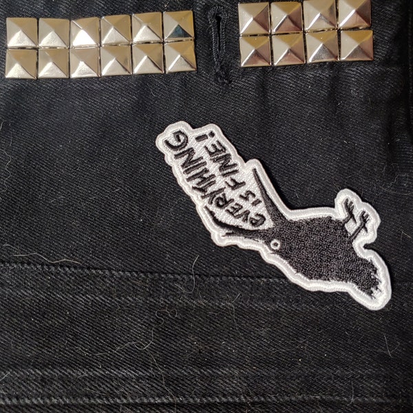 Everything is Fine Raven Iron-on Patch | Humorous Crow Embroidered ...