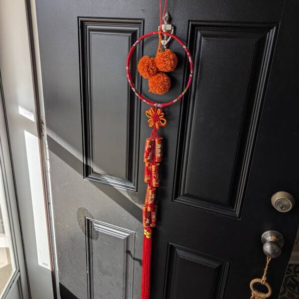 Red Prosperity Firecrackers and Orange CNY Wreath, Lunar Chinese New ...