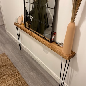 RUSTIC Console Table SLIMLINE With Hair Pin Legs Reclaimed Timber Style ...