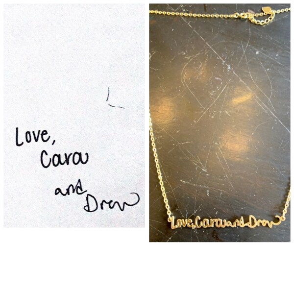 Custom Actual Handwriting Jewelry, Signature Necklace, Message Necklace ...