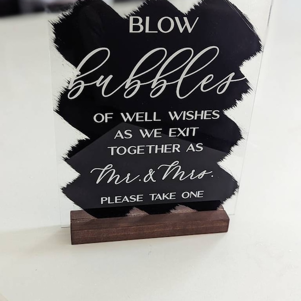 Blow Bubbles Acrylic Sign | Bubbles Send off Sign | Blow Bubbles of ...