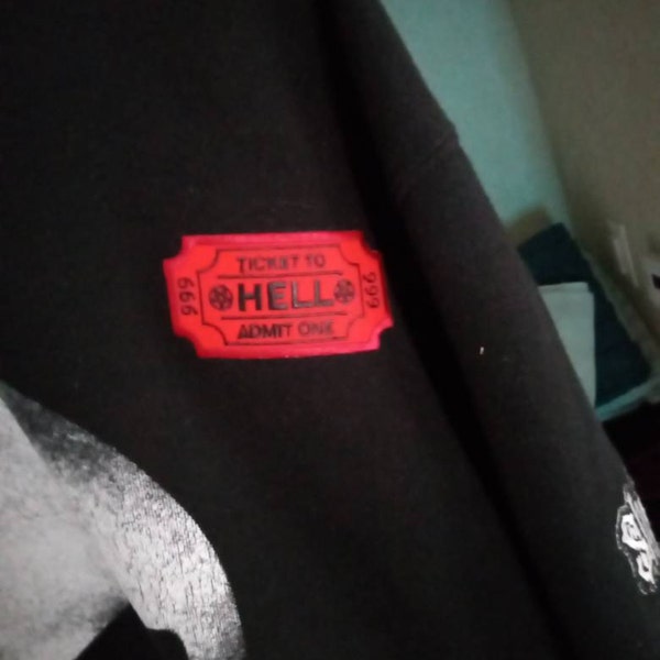 Ticket to Hell Patch - Admit One Embroidered Demon Funny Quote - Iron ...
