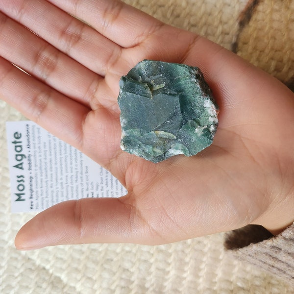 Raw Moss Agate Stone - Raw Stones - Raw Moss Agate Crystal - Crystals ...