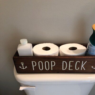 Nautical Poop Deck Bathroom Organizer, Rustic Farmhouse Toilet Paper ...