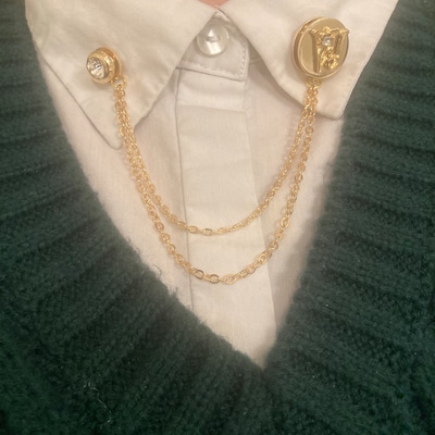 White Pearl Gold Color Shirt Lapel Pin, Jacket Brooch Clip, Collar ...