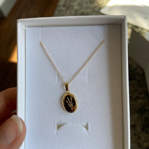 Lavender Oval Locket, Necklace, 14K Solid Gold, Gold Filled Locket ...