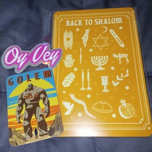 4 Pack of Mini Waterproof Jewish Stickers Pomegranate Chai Hebrew ...