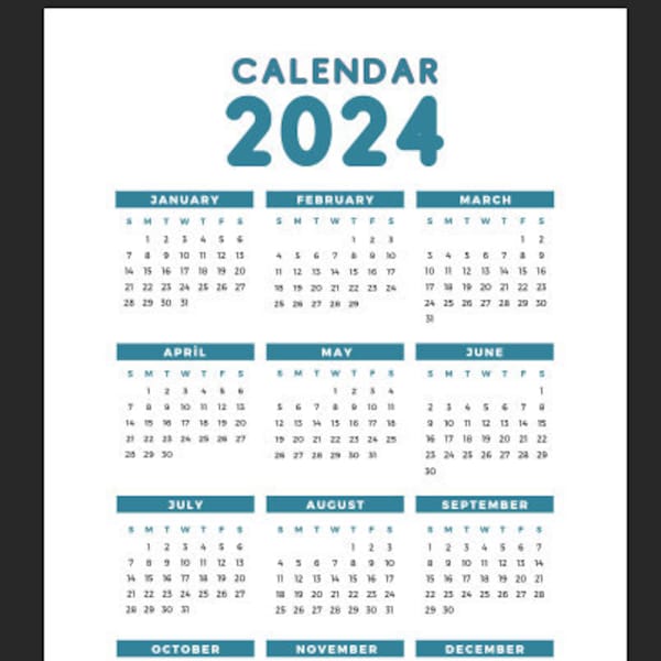 2024 Calendar, 2024 Calendar Png, Colorful Calendar, Printable Calendar ...