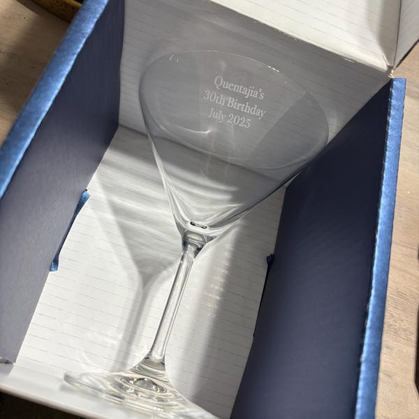 Engraved Martini Glass Set, Personalized 10oz Crystal Martini Glass ...