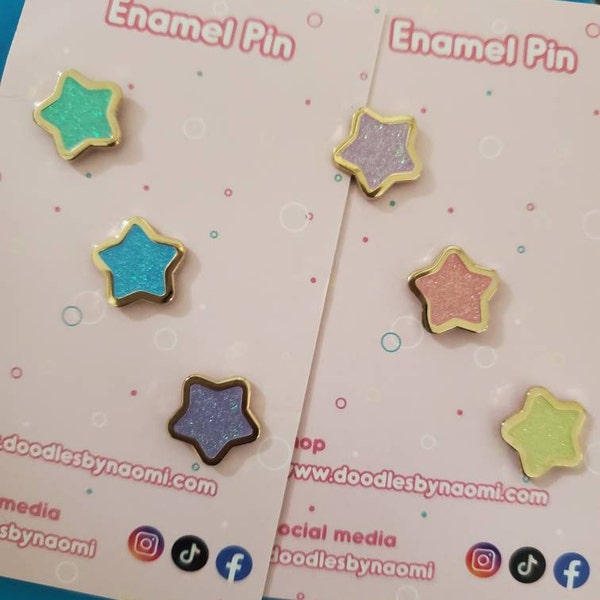 Star Enamel Pins | Mini Pins | Filler Pins | Cute Enamel Pin | Glitter ...