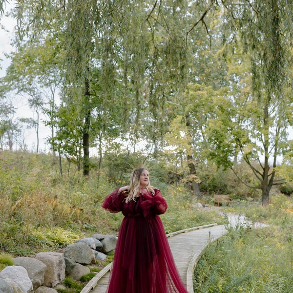 Custom Sheer Tulle Dress Formal Evening Dresses, Flare Sleeve Photo ...