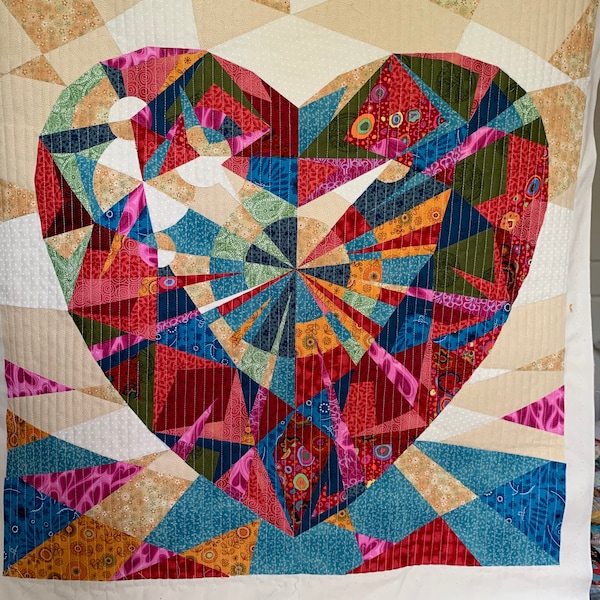 DIAMOND HEART Quilt Pattern, Fabric Collage, Applique - Etsy