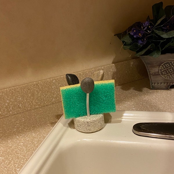 Stone Sponge Holder - Granite Sink Organizer - Kitchen Counter Space ...