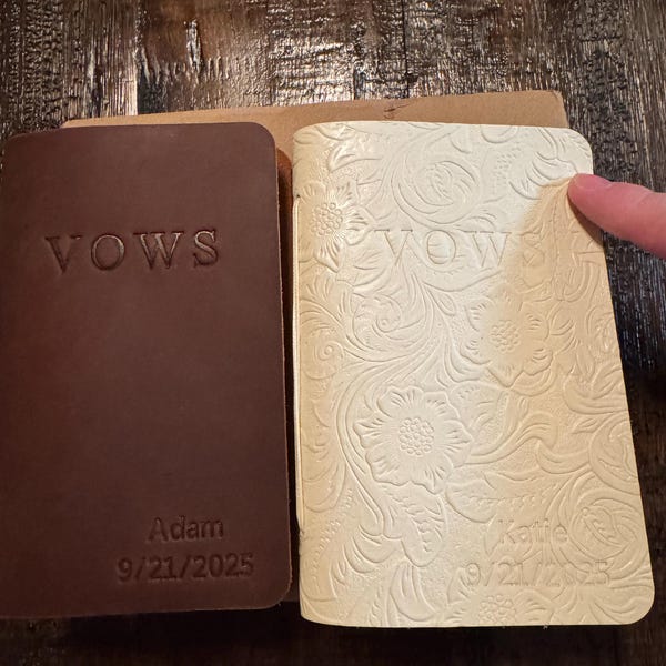 Boho Wedding Vow Books, Personalized Vow Booklets, Tooled Floral ...