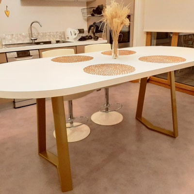 Golden Table Legs, Steel Table Legs set of 2, Dining Table, Desk Legs ...