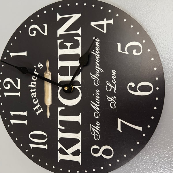 Personalized Kitchen Wall Clock- Gray Kitchen Clock - Etsy