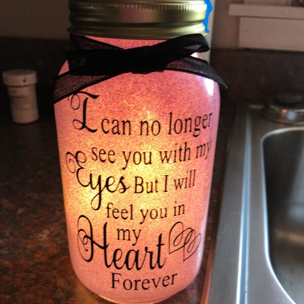 Memorial Glitter Mason Jar Light, Night Light, Memory Jar, Memorial Jar ...