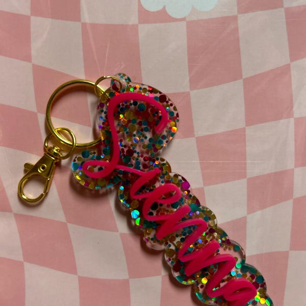Personalized Acrylic Name Keychain: Polka Dot Backpack Tag - Etsy