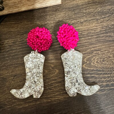 Team Spirit Blue and Orange Glitter Resin Dangle Earrings, Orange and ...