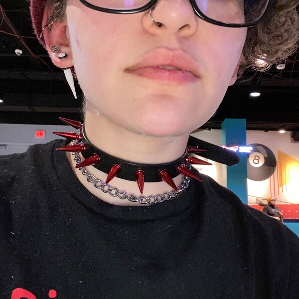 Rivithead Red Spike and Mini O-ring Leather Wristband - Etsy