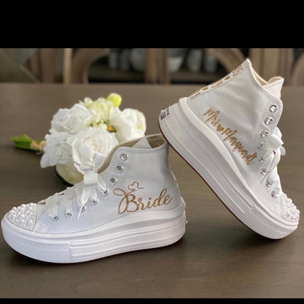 Bride Converse Shoes/converse Shoes/custom Wedding Shoes/ Wedding Gifts ...