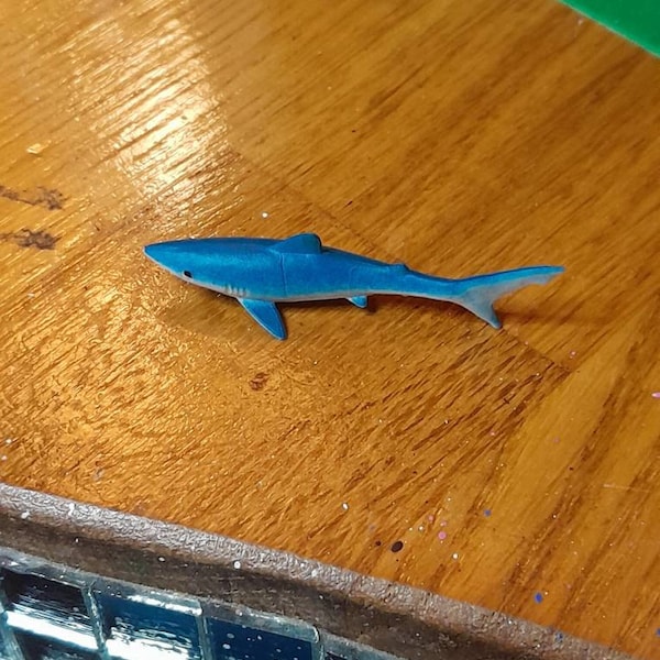 BLUE SHARK MINIATURE: Tiny Animal Figurines Figures Dollhouse Diorama ...