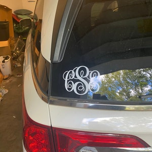 Monogram Car Decal / Car Decal / Script Monogram / Vinyl Monogram ...