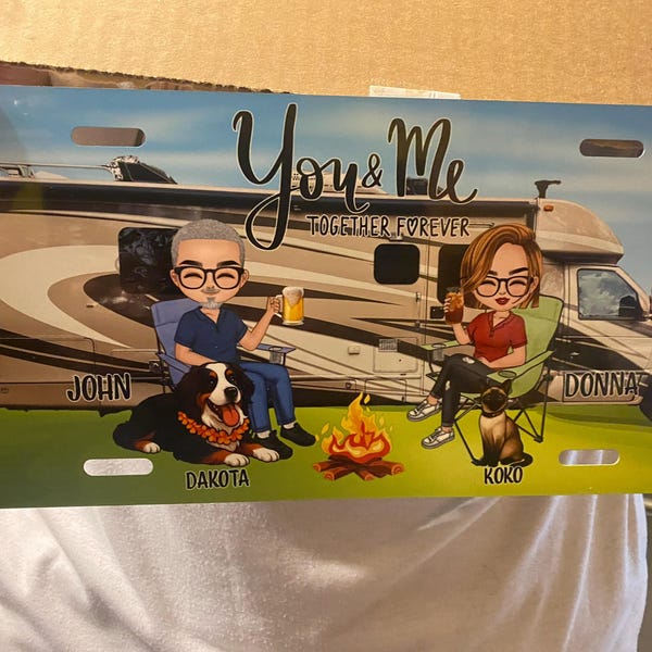 Custom License Plate for Camping Couple, Personalized Vanity Plate ...