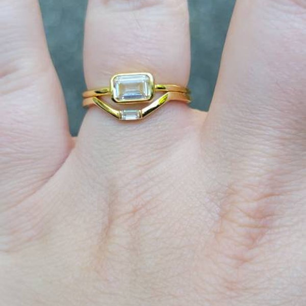 Baguette Ring, Rectangle Ring, Bezel Set Ring, Bezel Set Engagement ...