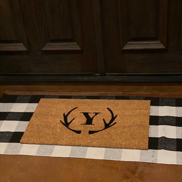 Antler Doormat, Custom Welcome Mat, Personalized Doormat, Monogram ...