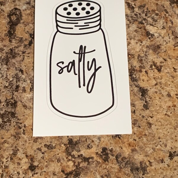Salty Salt Shaker Sticker, Sarcasm Stickers, Laptop Stickers, Water ...