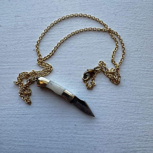 Knife Necklace, QUALITY CHAIN, Miniature 1 1/2 " Working Pocket Knife ...