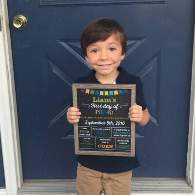 First Day of Kindergarten Sign BOYS, First Day of School Sign ...