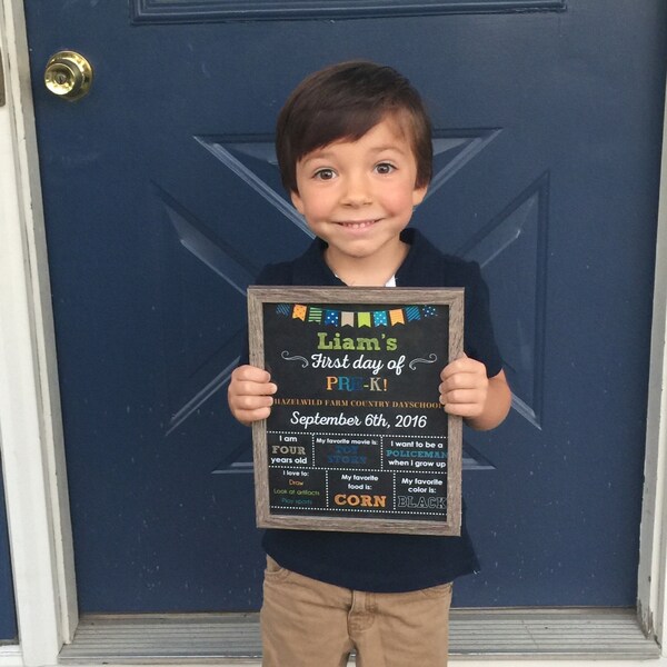 First Day of Kindergarten Sign BOYS, First Day of School Sign ...