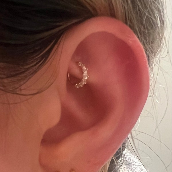 6mm 14K Solid Gold Helix Earring/cz Septum Ring/tragus Hoop/hoop ...