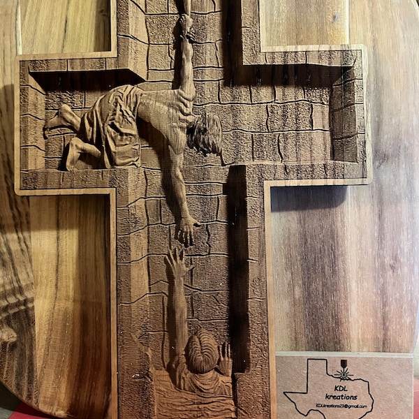 Digital Engraving File -jesus Cross Well 3D Illusion File for Wood ...