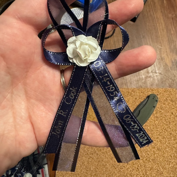 Personalized Funeral Ribbon Favors: Custom Memorial Ribbons With Pin - Etsy