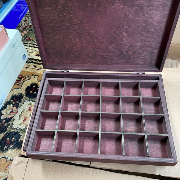 Red Plywood Collection Box: 48 Compartment Organizer - Etsy