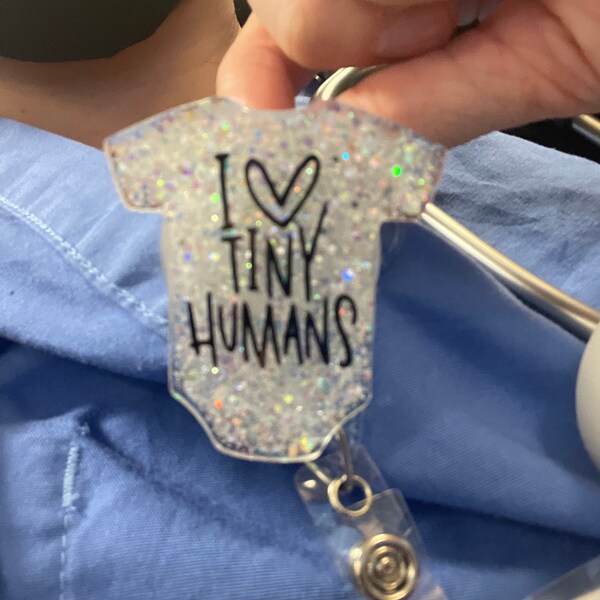 Glitter Badge Reel, Tiny Humans Badge Reel, Labor and Delivery Badge Reel, Nurse Badge Reel ...