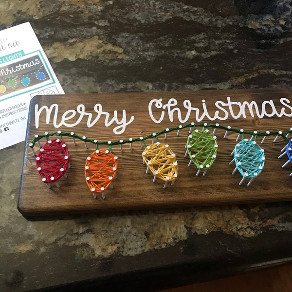 DIY Merry Christmas Rainbow Lights String Art Kit - Etsy