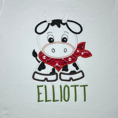 Applique Cow Machine Embroidery Design Farm Bandana Baby Animal Boy ...