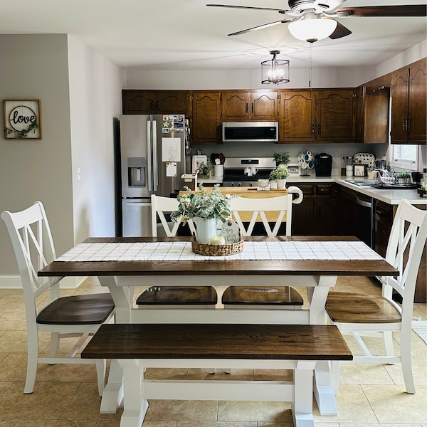 HUNTER Custom Rustic Trestle Farmhouse Table | Rustic Truss Farm House ...