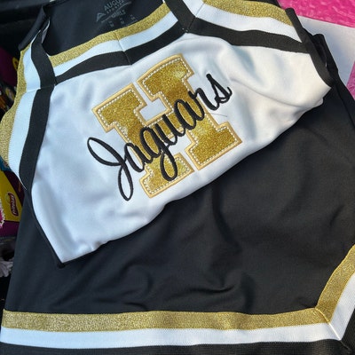 Gold & Black Cheer Uniform, Customized Cheerleading Uniform, Girls ...