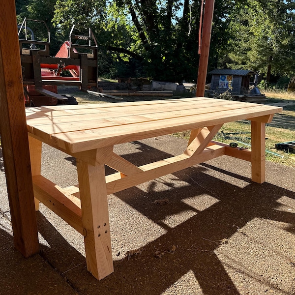 Farm Picnic Table Plans 96x39 In: DIY Outdoor Table Set (PDF) - Etsy