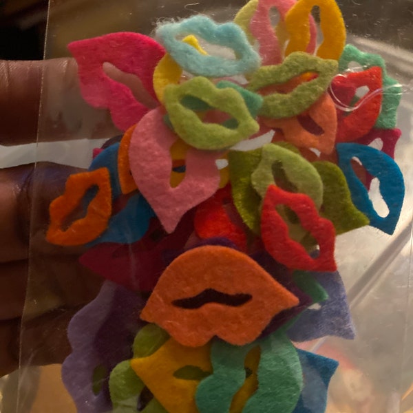 Wool Felt Lips 50 Total Die Cuts Bright Colors stock Image Crochet Doll ...